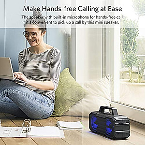 Fiodio IPX6 Waterproof Portable Speakers, Wireless Outdoor Travel Party Speaker, Built-in Microphone, USB for Sports, Beach, Hiking and Camping, black