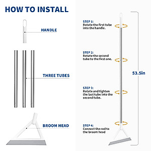 Nodirz Multifunction Magic Broom, 53 INCHES, Modern White Silicone Squeegee Broom for Floor, Glass, Tile, Kitchen, Bathroom, Living Room, Garage