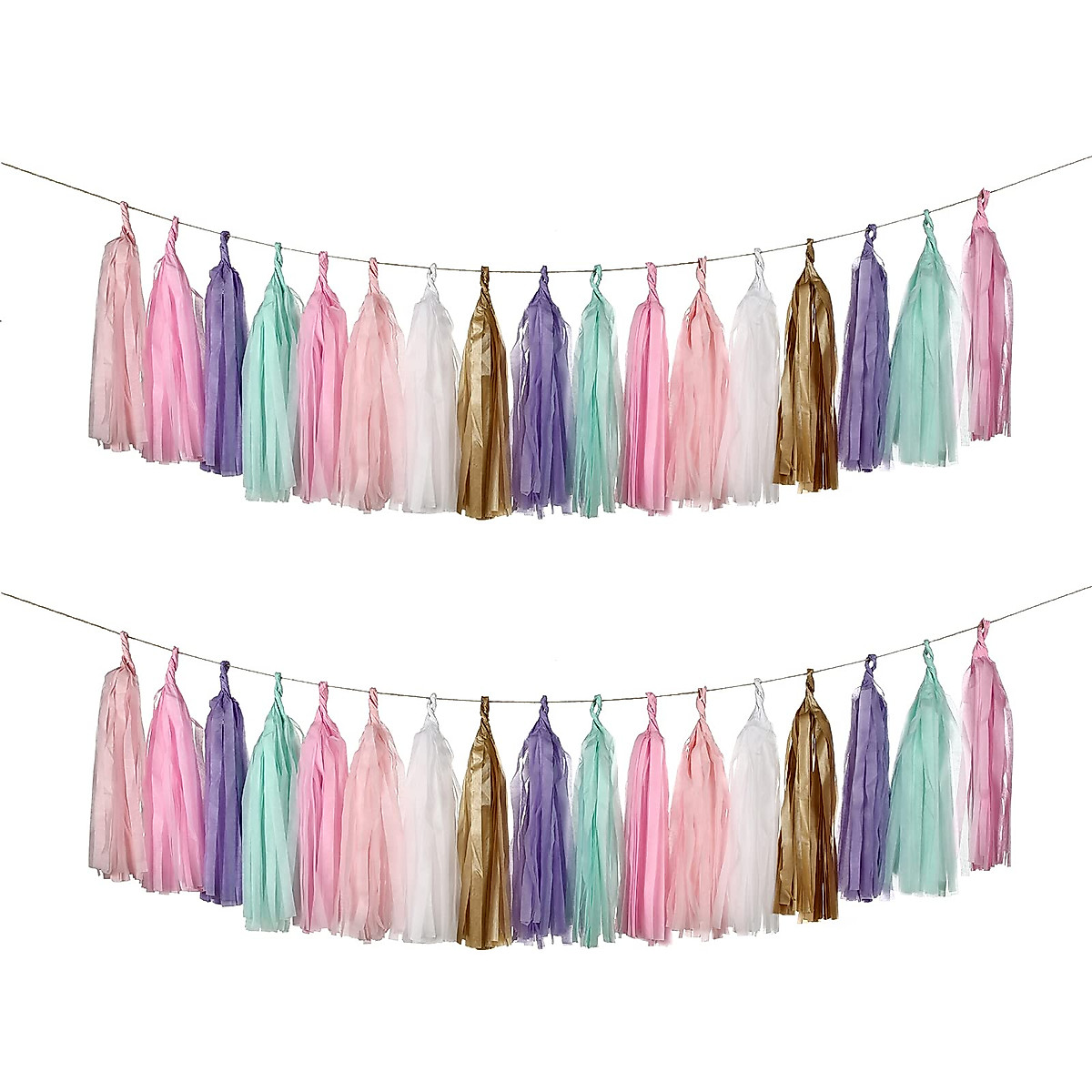 GUZON 30 PCS Tissue Paper Tassel DIY Party Garland Decor for All Events & Occasions(Unicorn Pastel)