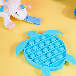 NiHealth Push Pop Bubble Fidget Sensory Toy Sea Turtle Fidget Toy for Special Needs Stress Reducer Anxiety Relief Popper Game Board Silicone Squeeze Toy for Kids and Adults (Blue)