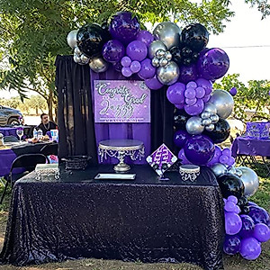 QueenDream Sequin Tablecloth 60x102 Inch Black Tablelcoth Wedding Glitter Tablecloth for Birthday Party Graduation Decor