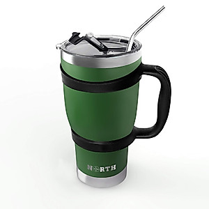 Army Green North Stainless Steel Vacuum Insulated 5-Piece Tumbler Set, 30 oz, Travel Mug For Home, Office, School – Like Yeti Tumbler For Ice Drink & Hot Beverage