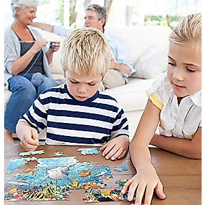 Koyiwa 100 Pieces Jigsaw Puzzles for Kids Ocean World Theme Dolphins Fishes Puzzle Educational Toy for Boys and Girls (15 x 10 inch)