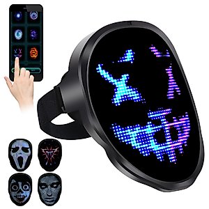 Led Mask with Bluetooth Programmable, Light up Face Mask, for Halloween Masquerade Costume Cosplay Party DJ, Coolest Mask