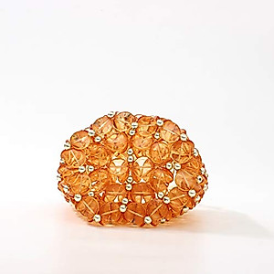 YUSHINY Women Amber Colored Transparent Acrylic Beaded Handmade Bucket Bag for Wedding Party