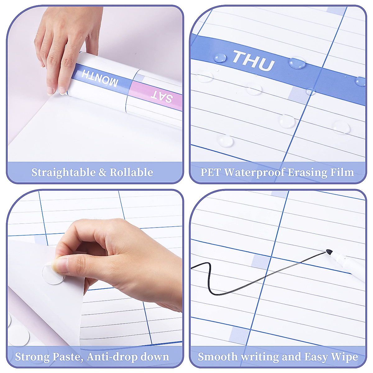 Large Dry Erase Calendar for Wall - 3 Month Vertical Wall Calendar, Blank Reusable Monthly Quarterly Calendar Planner Undated, 27.8" x 41" Whiteboard Calendar, Laminated Organizer for Home, Office