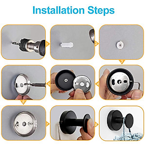 WaaWee 2 Pack Matte Black Robe Towel Hook, Wall Mount Stainless Steel Wall Hook, Heavy Duty Coat Hooks for Bathroom Kitchen Home Storage