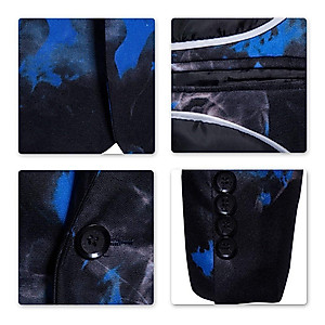 Mens Suit Jacket Slim Fit Printed One Button Floral Casual Blazer Sports Coat (Medium/ 38R,Blue 01)