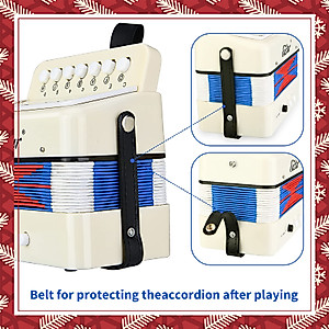 Eastar Kids Accordion Toy Accordian Mini Musical Instruments 10 Keys Button for Child Children Kids Toddlers Beginners (White)