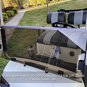 ECOTRIC Tinted/Smoke Windshield Compatible with 1995-2003 Yamaha G14 G16 G19 Gas and Electric Golf Cart Fold Down Windshield