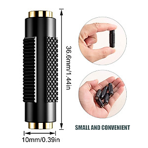 SNLLMZI 5pack 3.5 mm Female to Female Adapter, 3.5mm Stereo Jack to 3.5mm Stereo Jack Adapter Connectors Stereo Coupler Female to Female - Gold Plated