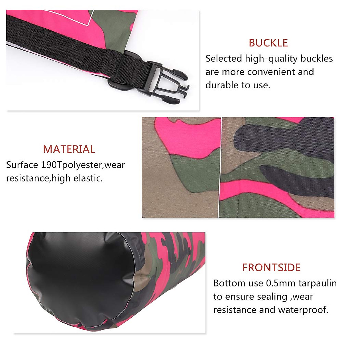 Loovit Waterproof Dry Bag 2L/5L/10L/15L/20L/30L, Roll Top Sack Keeps Gear Dry for Kayaking, Rafting, Boating, Swimming, Camping, Hiking, Beach, Fishing with Free Waterproof Phone Case (Rose red, 20L)