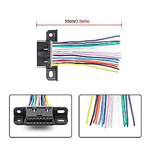 eMoto Solution Universal 16 Pin J1962F OBD2 Female to Male DIY Fixed Harness Adapter Connector Plug Dash Port Cable, 003001005, Full 15x10x2cm Colorful Cables
