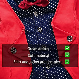 HZXVic Toddler Boy Gentleman Outfits Suit,Baby Tuxedo Dress Shirt with Bowtie + Pants Clothes Sets (Red, 18M)