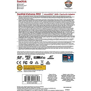 SanDisk Extreme PRO 128GB Micro SDXC UHS-I U3 A2 V30 170MB/s Memory Card with Adapter. Full HD and 4K Ultra HD Video Recording