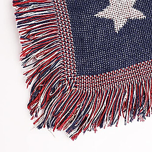 American Flag Throw Blanket Reversible Soft Woven Thick Large Tassels Rug Vintage Print Tapestry Chair Couch Sofa Bed Cover