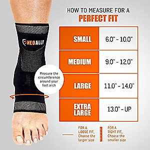NeoAlly Copper Ankle Brace with Gel Pads Ankle Compression Sleeves for Plantar Fasciitis, Foot Pain, Sprained Ankle Support & Recovery, Medium, 1 Pair