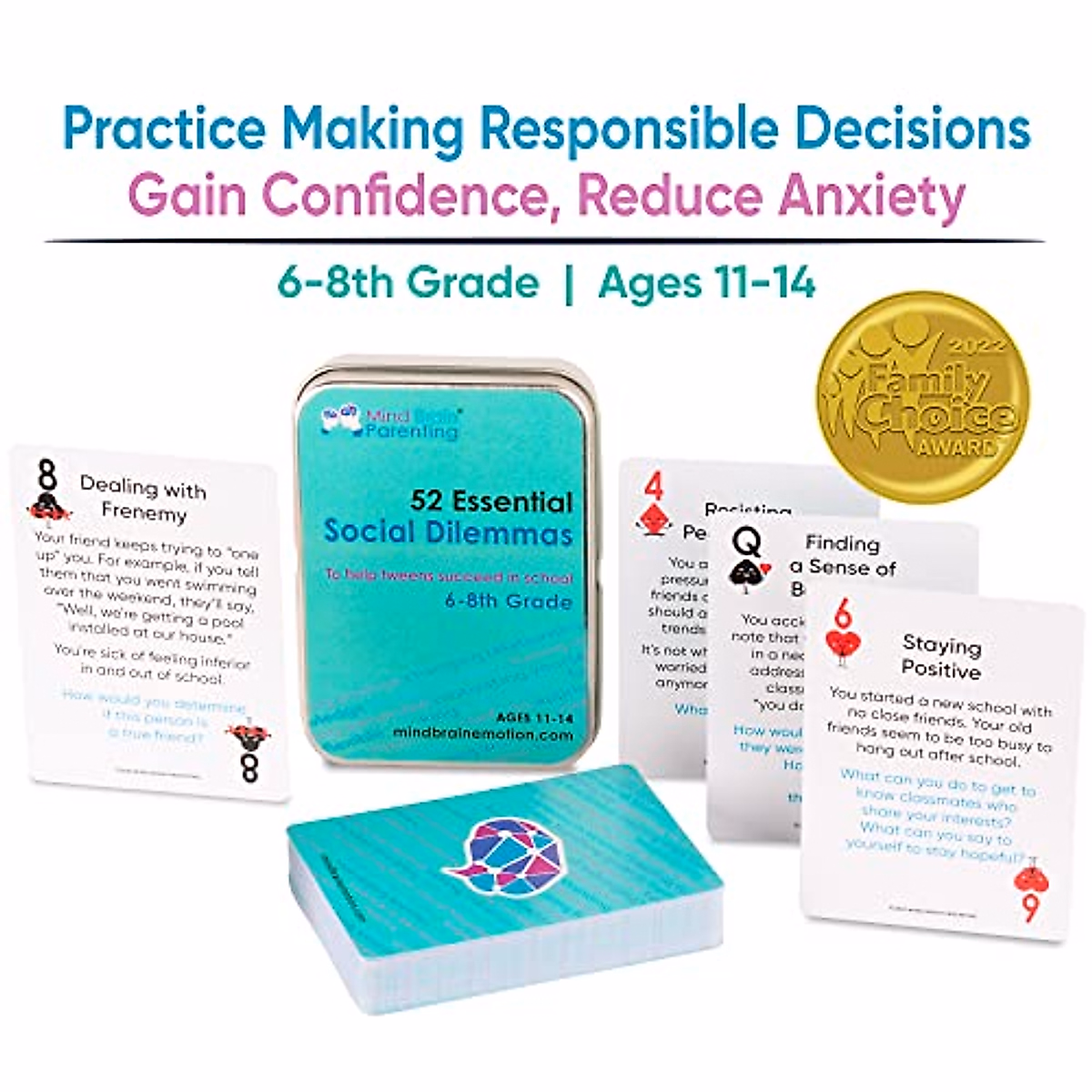 52 Essential Social Dilemmas: Life Skills for Kids & Teens to Thrive in Middle School - Conversation Cards Created by Teachers & Counselors for Family, Classroom, Counseling, Therapy Game (6-8 Grade)