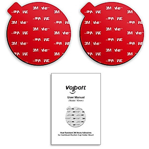 Sticky Adhesive for Dash Cam Suction Cup Mount, VOLPORT 90mm 3M Circle Heat Resistant Double Sided Extra Strong Mounting Tape Pad Replacement for Car Boat Dashboard Windshield Camera GPS Sucker Holder