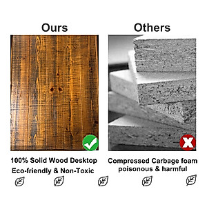 IBF Solid Real Wood Computer Desk, 60” Rustic Natural Real Wood Home Office Desk, Industrial Real Wood Writing Desk for Living Room, Metal Wooden Executive Workstation Computer Table, Brown, 60 Inch