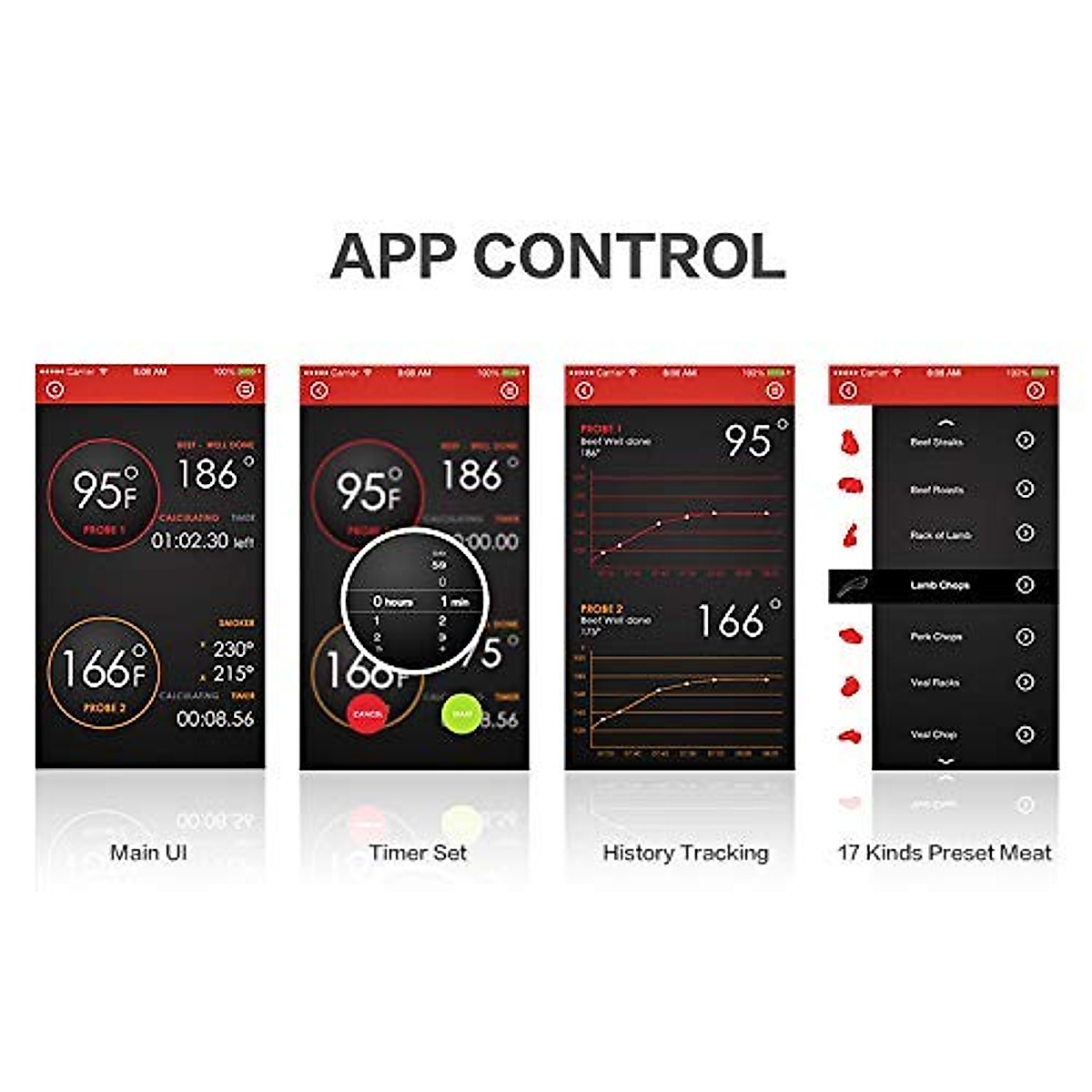 TempoChef Bluetooth Smart Meat Thermometer for Grill Oven and Smoker, Cooking Food and Control Temperature Smart, Dual Stainless Steel Probes