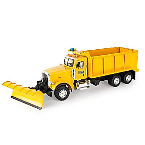 TOMY ERTL Big Farm 1:16 Scale Peterbilt Snow Plow Truck with Dump Box Toy for Kids, Yellow, 3 Years and Up