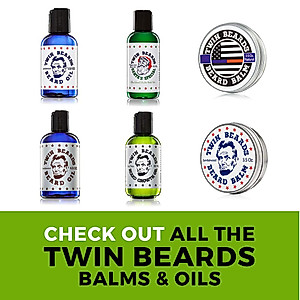 Twin Beards All Natural Beard Balm | Conditions & Strengthens for a Softer & Thicker Beard | Argan Oil, Shea Butter & Jojoba Oil | 3.5 oz
