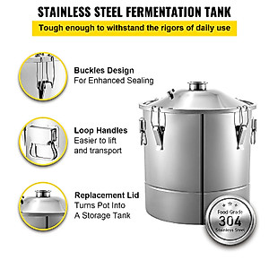 VEVOR Alcohol Still 18.5Gal/70L Alcohol Distiller with Ceramic Balls for Purer Wine Distillery Kit for Alcohol with Brewing Kit for DIY Whisky Wine Brandy