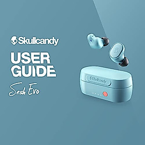 Skullcandy Sesh Evo True Wireless In-Ear Bluetooth Earbuds Compatible with iPhone and Android / Charging Case and Microphone / Great for Gym, Sports, and Gaming IP55 Water Dust Resistant - Blue