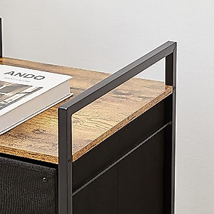 VECELO Mobile File Cabinet, Rolling Printer Shelf with Handle, Fabric Vertical Filing Cabinet fits Letter Size, Sturdy Steel Frame for Home Office, Brown