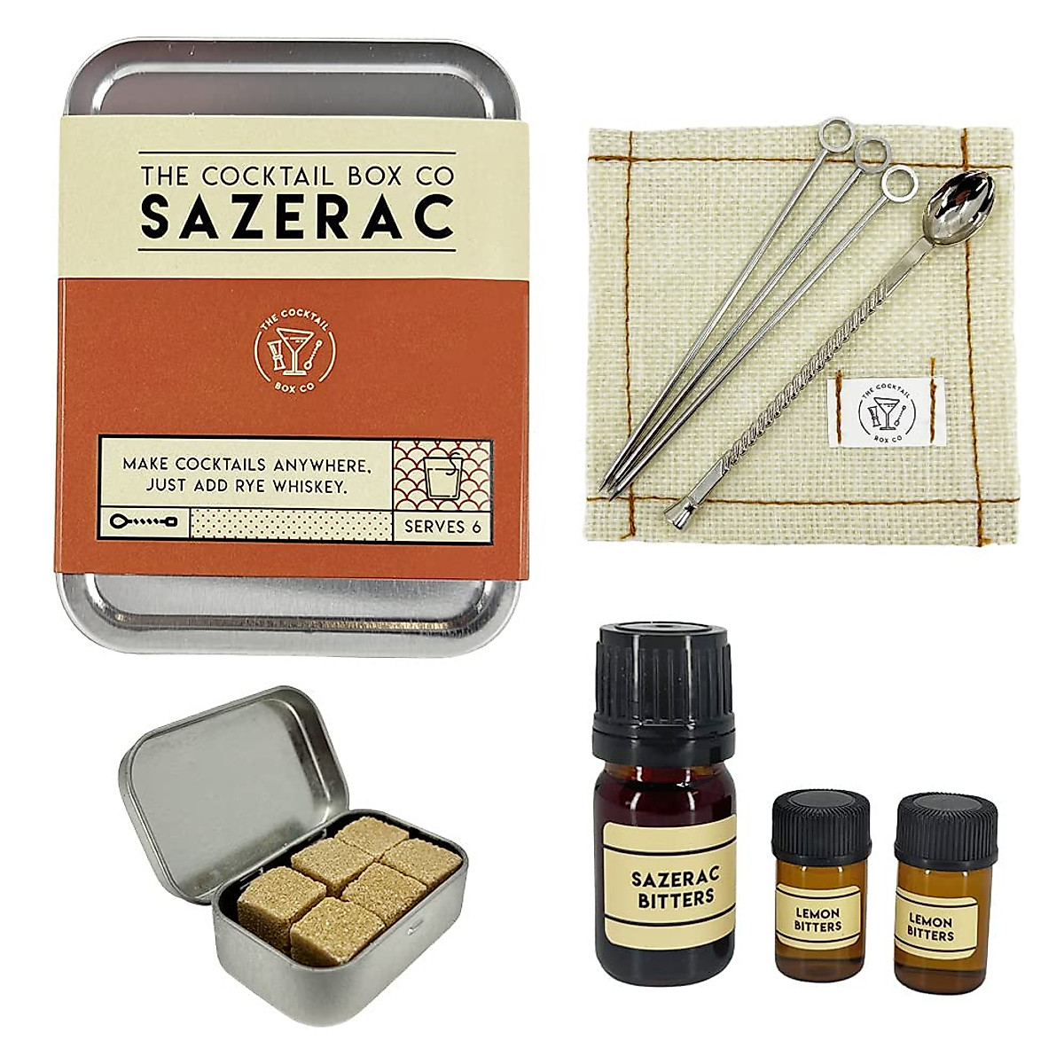 The Cocktail Box Co. Sazerac Cocktail Kit - Premium Cocktail Kits - Make Hand Crafted Cocktails. Great Gifts for Him or Her Cocktail Lovers (1 Kit)