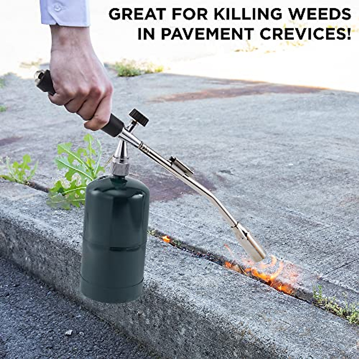 Ivation Charcoal Starter, Propane Charcoal Lighter, Quickly & Easily Ignite BBQ Grill, Smoker, Fireplace & Burn Weed, Torch Fire Starter with Button Ignition, Adjustable Flame, Tank Not Included