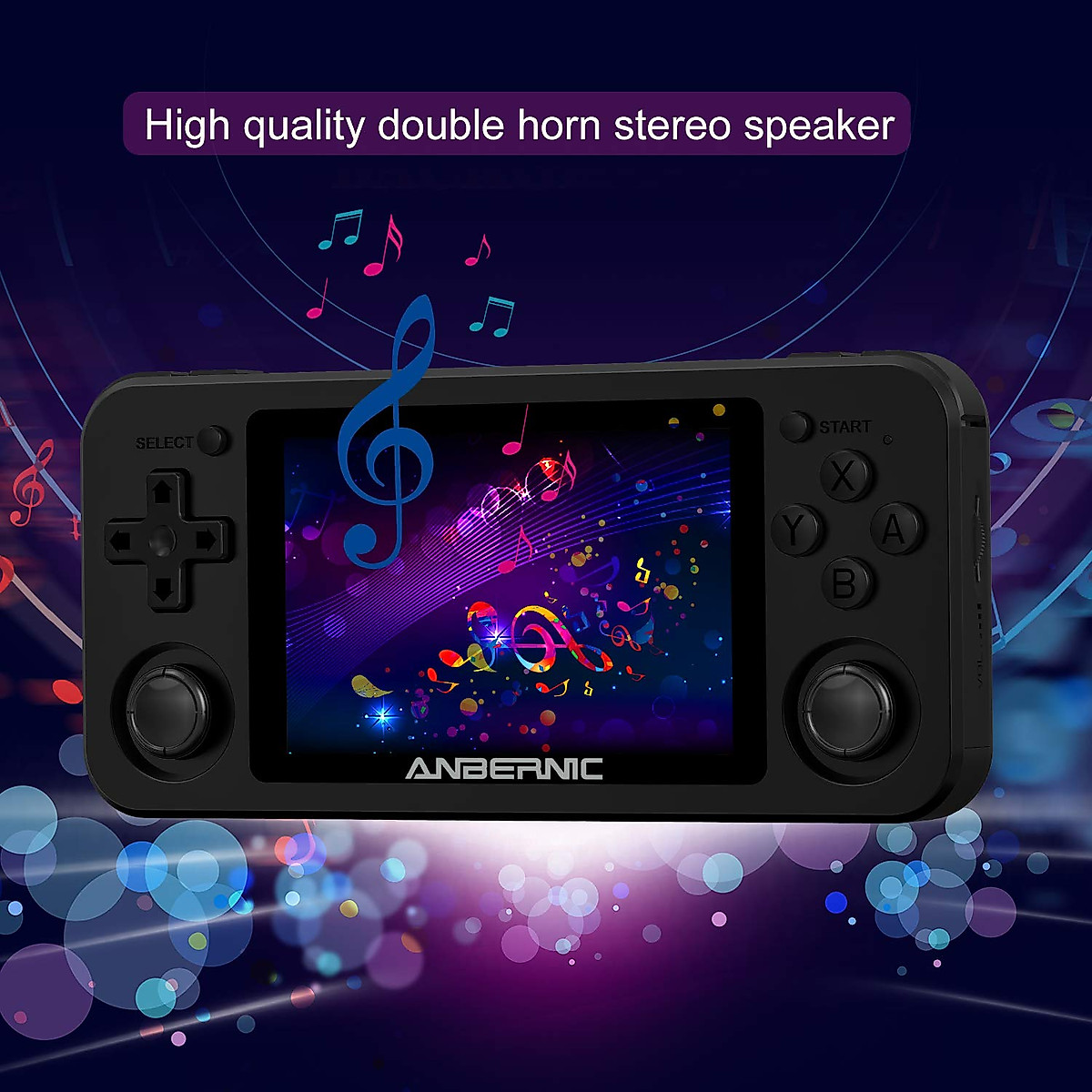 RG351M Handheld Game Console WiFi Function, Open Source System RK3326 Chip 64G TF Card 2500 Classic Games 3.5 Inch IPS Screen 3500mAh Battery (Black)