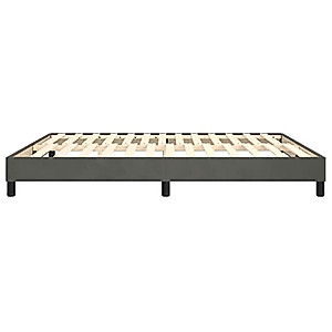 Kagoono Velvet Box Spring Bed Frame with Plywood Slats Support, 9.8-Inch Mattress Foundation, Easy Assembly, Mattress not Included, Dark Gray, California King