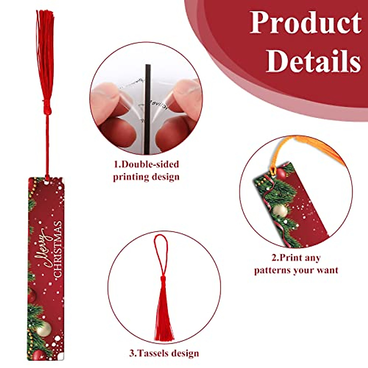 30 pcs Sublimation Blanks Bookmark Heat Transfer DIY Bookmark with Hole and Colorful Tassels for Crafts Projects Present Tags Birthday Wedding, Double-Sided Printing Tassels Blank Bookmark