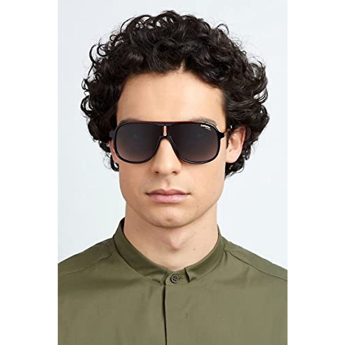 Carrera Modern Rectangular Sunglasses, Black (Black), 62