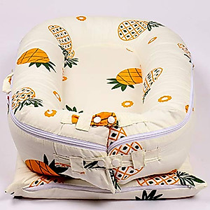 Newborn Lounger Cover for DockATot Deluxe | 100% Cotton Baby Lounger Extra Cover | Hypoallergenic Replacement Cover for DockATot Docks | (Cover only) |for DockATot Deluxe Baby Nest (Pineapples)