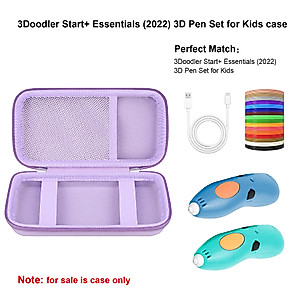 Elonbo Carrying Case for 3Doodler Start+ Essentials (2024) 3D Pen Set for Kids, 3D Printing Pens Travel Storage Organizer Holder, Extra Mesh Pocket Fits Plastic Filament, Charger, Purple