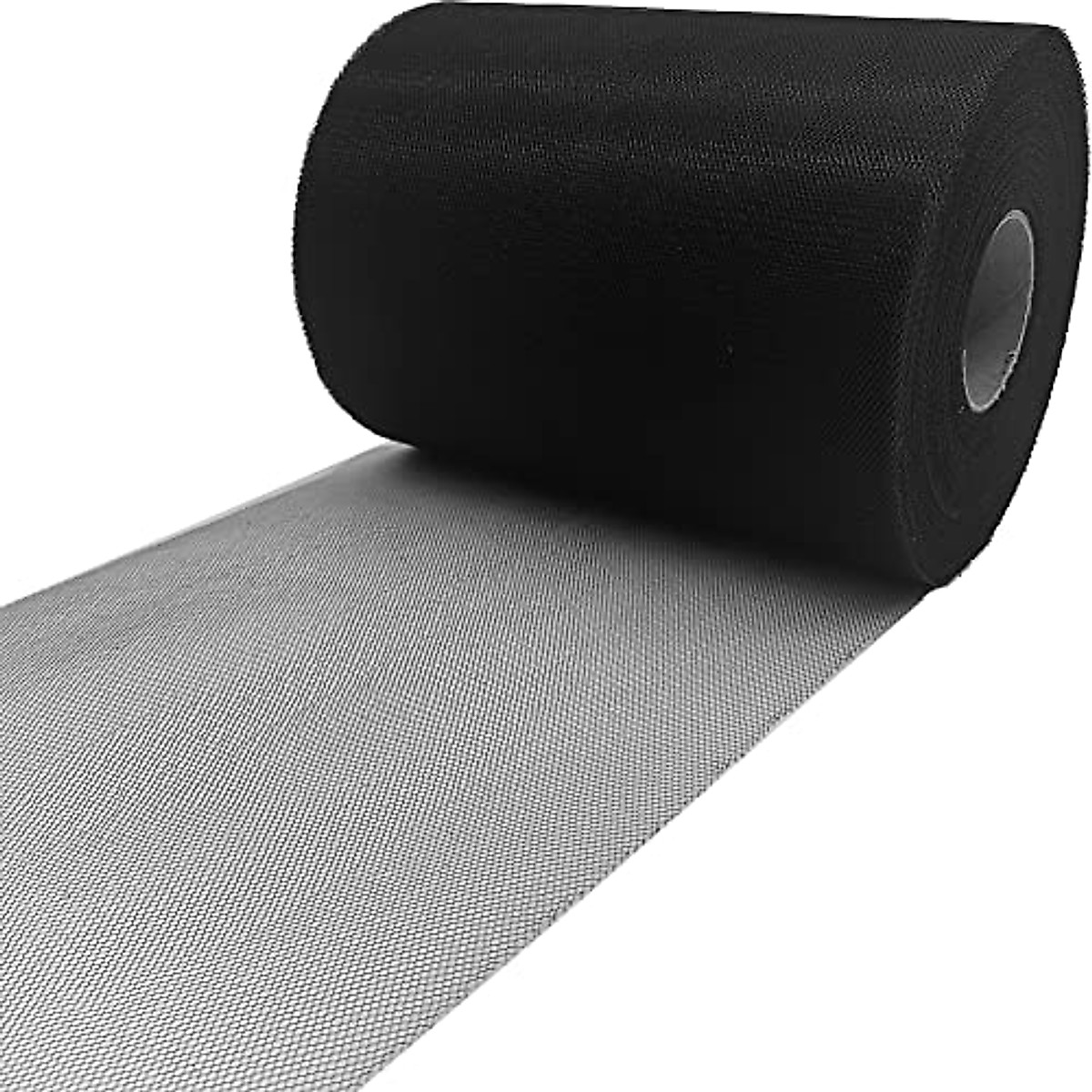 Gimgree Tulle Fabric Rolls, 6 Inch by 100 Yards (300 feet) Fabric Spool Tulle Ribbon, Bridal Solid Sheer Organza Fabric Bolt for Wedding and Decoration -Black