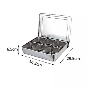 Xarra - Japanese Mini Container, Stainless Steel Yakumi Mise En Place Box, Multi Compartment Set For Food, Herbs, Seasoning and Spices (6 Compartment)