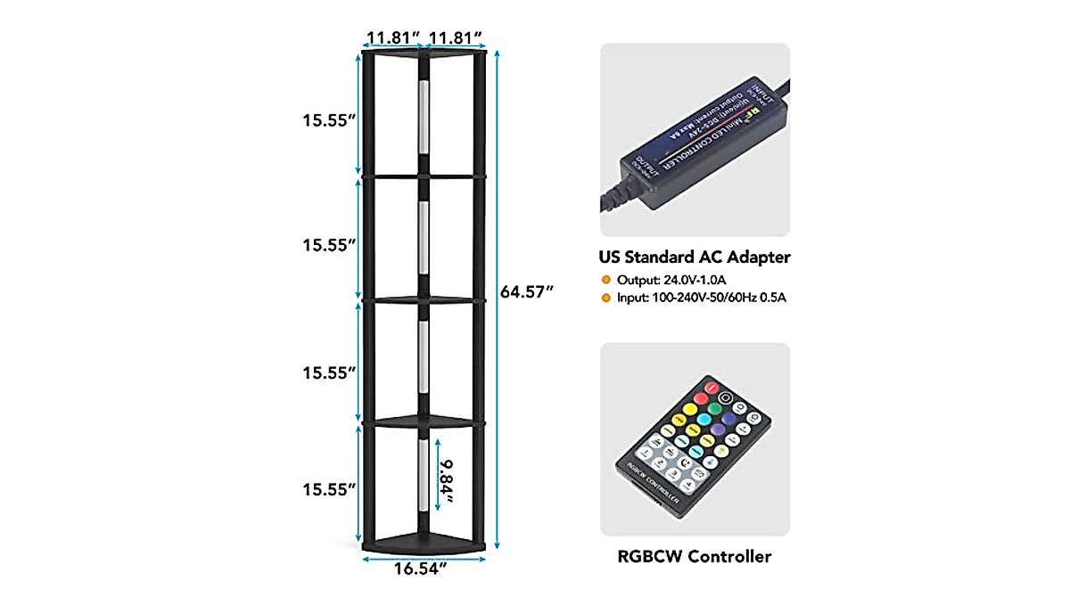 Tribesigns Corner Display Shelf with LED Lights