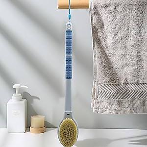 Shower Brush with Soft and Stiff Bristles,20.5" Extra Long Handle Dual-Sided Back Scrubber Bath Brush Body Exfoliator for Wet or Dry Brushing (Extra Long Handle)