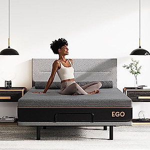 EGOHOME 12 Inch Queen Mattress, Copper Gel Cooling Memory Foam Mattress for Back Pain Relief,Therapeutic Double Matress Bed in a Box, CertiPUR-US Certified, 60”x80”x12”, Black