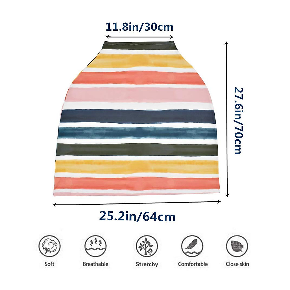 Nursing Cover for Baby Breastfeeding Stretchy Car Seat Canopy for Baby Girls/Boys, Multi-Purpose Soft Breathable Nursing Cover for Shopping Cart, High Chair, Stroller, Baby Shower Gifts(Stripe)