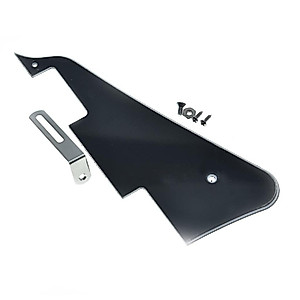 KAISH Black 3 Ply LP Guitar Pickguard with Chrome Stainless Steel Bracket and Steel Mounting Screws for USA Les Paul