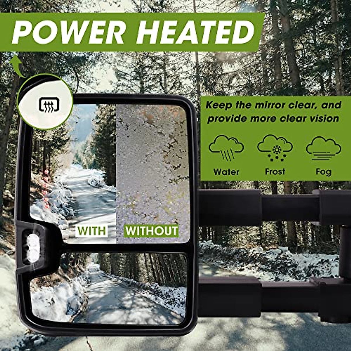 SIZIOM Switchback Towing Mirrors for 2009-2018 Dodge Ram 1500,2010-2018 Ram 2500 3500,Ram Classic 2019-2023,Power Heated Dynamic Turn Signal Backup Light Puddle Lamp Extendable Pair Set Tow Mirrors
