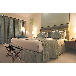 CSL Premier Wood Luggage Rack for Hotel Guest Room, Bedroom for Suitcases, Bags, Foldable for Easy Storage, Dark Brown Finish