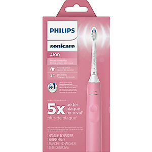 PHILIPS Sonicare ProtectiveClean 4100 Rechargeable Electric Toothbrush, Deep Pink - Plaque Control with Pressure Sensor, Up to 2 Weeks Operating Time, Broage Random Color Electric Toothbrush