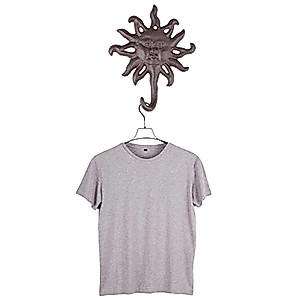 GANAZONO Curtain Tiebacks Hook Antique Cast Iron Wall Hooks Dual Prong Hat Hangers Robe Clothes Hanger Hook Sun Head Iron Art Sculpture Decor for Bathroom Bedroom Entryway Kitchen Decor