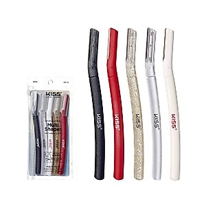 Kiss New York Eyebrow Razor Trimmer Facial Hair Shaper Remover, Multipurpose Exfoliating Dermaplaning Dermaplane Shaving Tools for Men & Women 5 Count